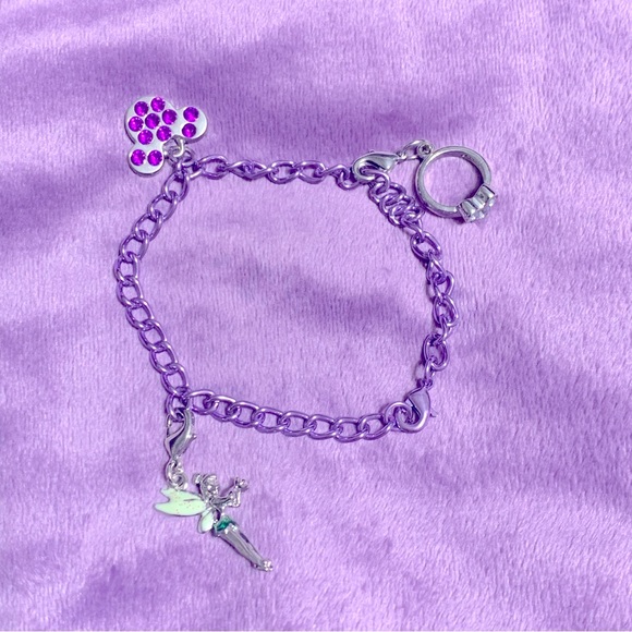 Disney | Jewelry | Y2k Purple Tinker Bell Charm Bracelet From Disney ...